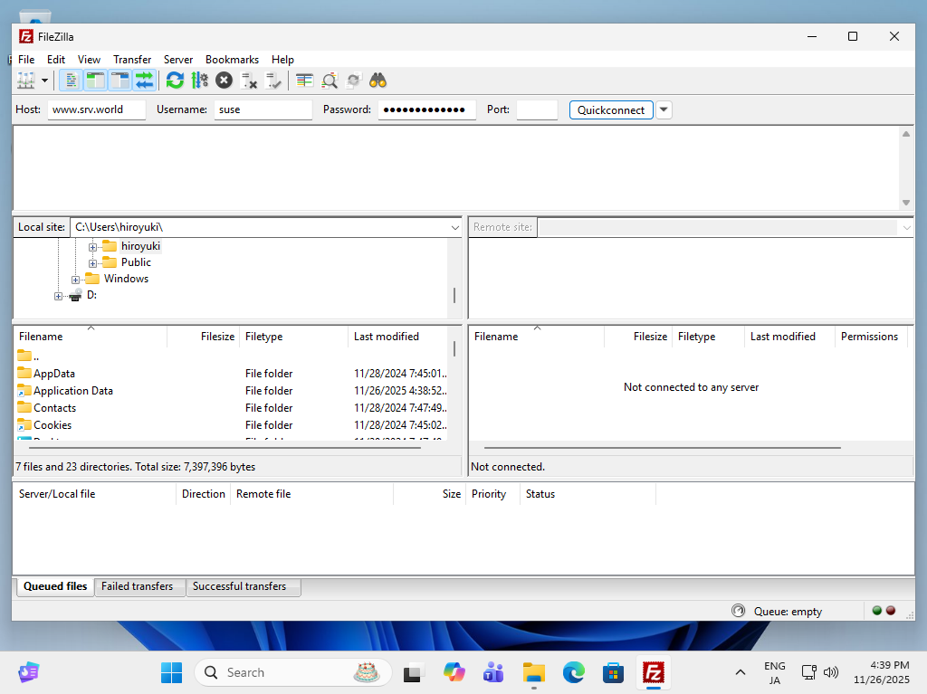 openSUSE Leap 16 : FTP Client (Windows) : Server World
