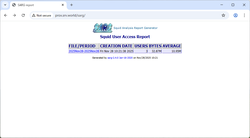 openSUSE Leap 16 : Squid : Log Report SARG : Server World